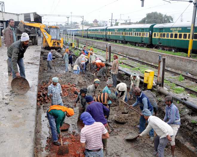 Repair work at platform no. 5 underway, trains diverted - The Tribune