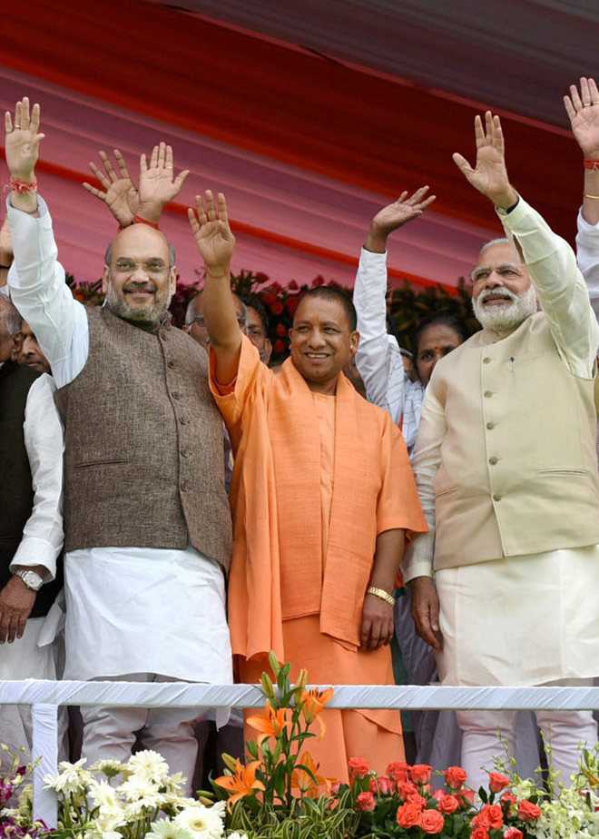 Yogi takes charge of UP : The Tribune India