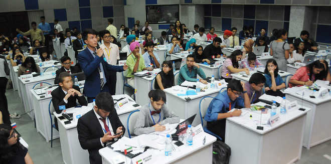 Students dwell on int’l affairs at Bhavan’s MUN conference - The Tribune