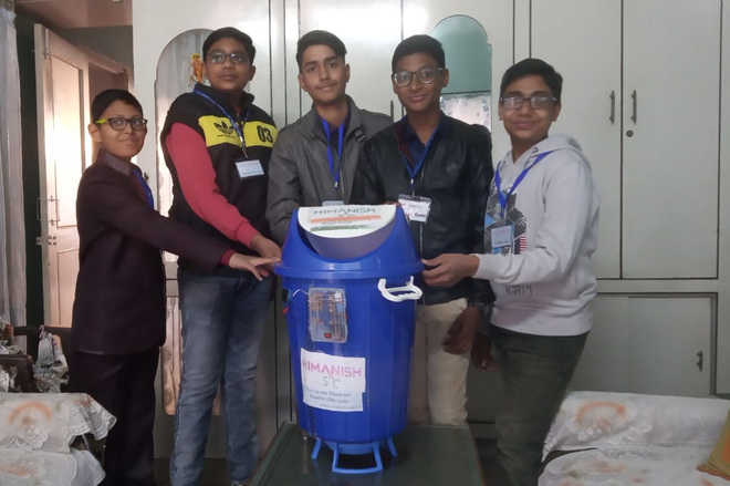 Students design innovative dustbin : The Tribune India