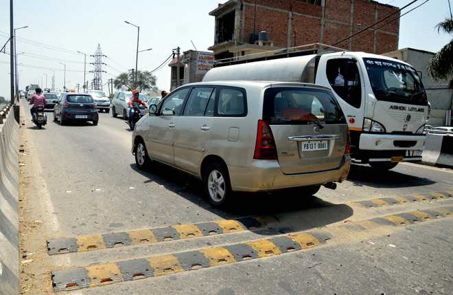 Speed breakers on railway flyover slope draw flak - The Tribune