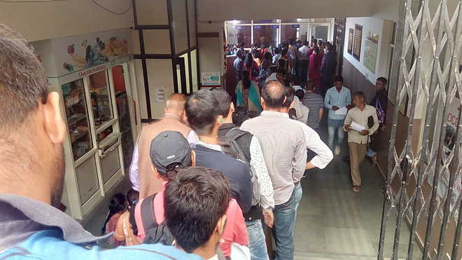 Long queues at hospital counters : The Tribune India