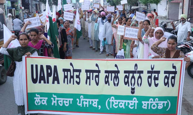 Lok Morcha Punjab protests, wants UAPA Bill withdrawn : The Tribune India