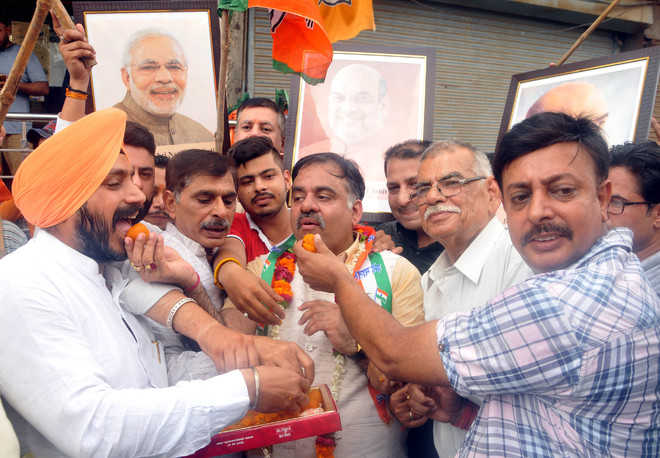 BJP workers erupt in celebrations - The Tribune